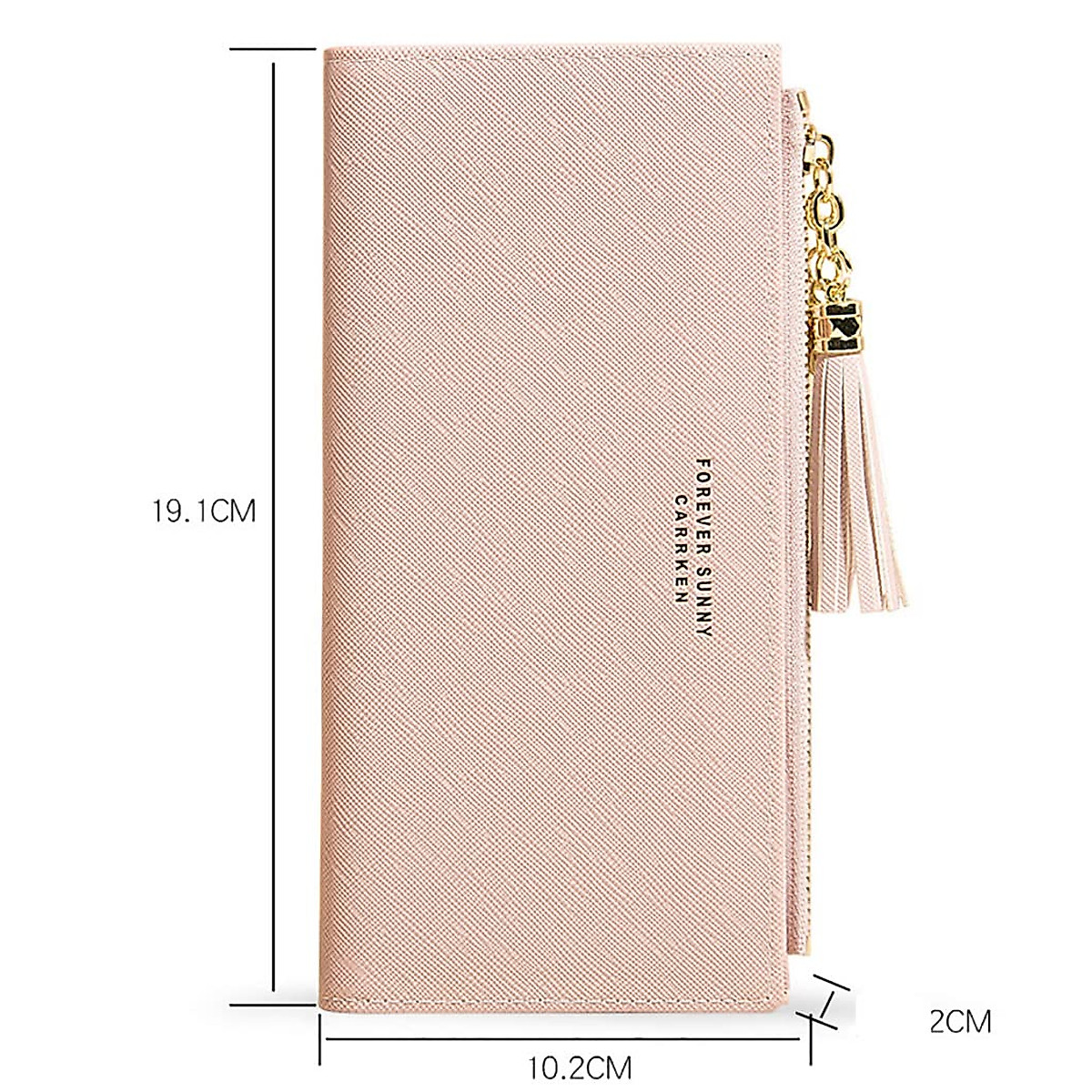YaJaMa Women Wallet Long PU Leather Solid Credit Card Case Holder Organizer Zipper Coins Purse Cellphone Pouch with Tassel (Red)
