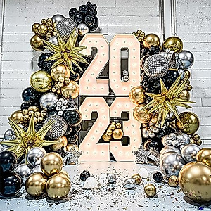 NISOCY Gold Metallic Chrome Latex Balloon Arch Garland Kit, 102PCS 18In 12In 10In 5In for Festival Picnic, Engagement, Wedding, Birthday, Gold Theme Anniversary Celebration Decoration with 33ft Ribbon