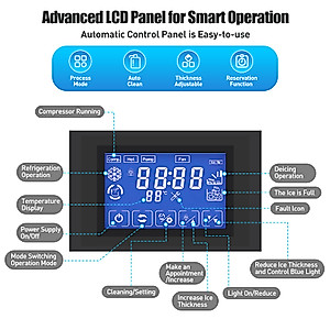 Commercial Ice Maker Machine, 140Lbs/24H with 2 Water Inlet Modes and 22Lbs Bin, Stainless Steel Under Counter/Freestanding Ice Machine for Home/Shop/Office/Bar,110V