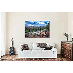 Western Wall Art (Ready to Hang) Metal Print of Red Rocks and Desert Landscape on Chilly Spring Evening near Sedona Arizona Nature Photography Southwestern Decor (24" x 36")