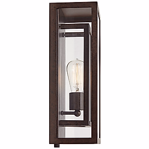 Possini Euro Design Double Box Modern Industrial Farmhouse Rustic Outdoor Wall Light Fixture Bronze 15 1/2" Clear Glass for Exterior Barn Deck House Porch Yard Patio Outside Garage Front Door