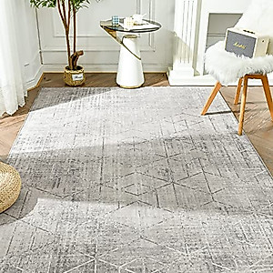 jinchan Area Rug 4x6 Washable Rug Blue Rug Modern Carpet Indoor Floor Cover Vintage Mat Foldable Thin Rug Geometric Accent Rug for Living Room Bedroom Kitchen Non Slip