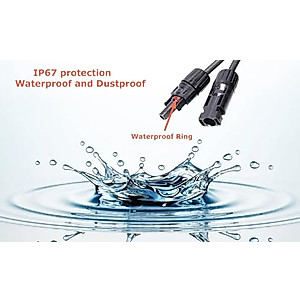 Tektrum UV-Resistant 50ft Long Double Layer PV Extension Cable with M/F Solar Connectors for Outdoor Solar Panel (Set of 2)