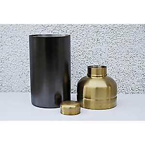 Alchemade Midcentury Modern Nickel & Brass Cocktail Shaker and Jigger Set - Quality Black & Gold Professional Bar Tools - for Mixed Drinks & Cocktails