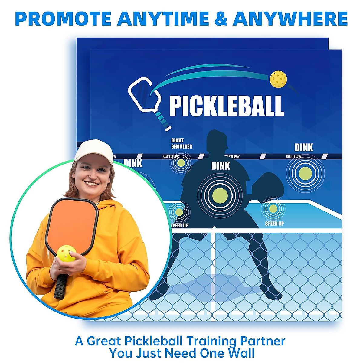 Dink Master Pickleball Practice Board-Wall Pickleball Rebounder Training Aid-Quickly Practice Your Forehand,Dink Shot and Volley and Improve Your Pickleball Game-2.7ft*2.4ft