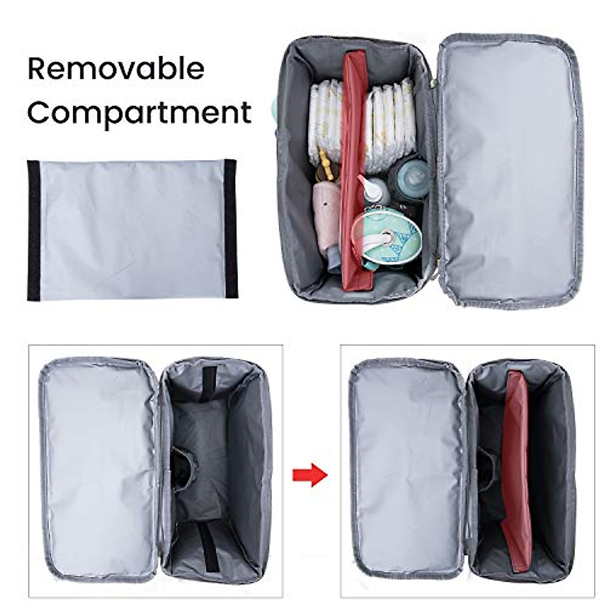 Orzbow XL Universal Stroller Organizer, Waterproof Large Baby Diaper Bag, Stroller Caddy Organizer with Cup Holder & Shoulder Strap, 4 Ways To Carry-Backpack,Shoulder,Messenger & Mom Handbag (Grey)