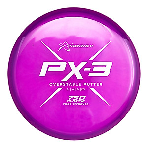 Prodigy Disc 750 PX-3 | Stable Disc Golf Putter & Approach Disc | Extremely Durable 750 Plastic | Great for Driving & Approach Shots | Beaded for Added Stability | Colors May Vary (170-174g)