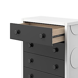 Child Craft Orbit 4 Drawer Chest for Baby Nursery or Kid’s Bedroom Storage, Modern Contemporary Bedroom Furniture, Anti-Tip Kit Included, 33”L x 17”D x 43”H (Ebony/Matte White)