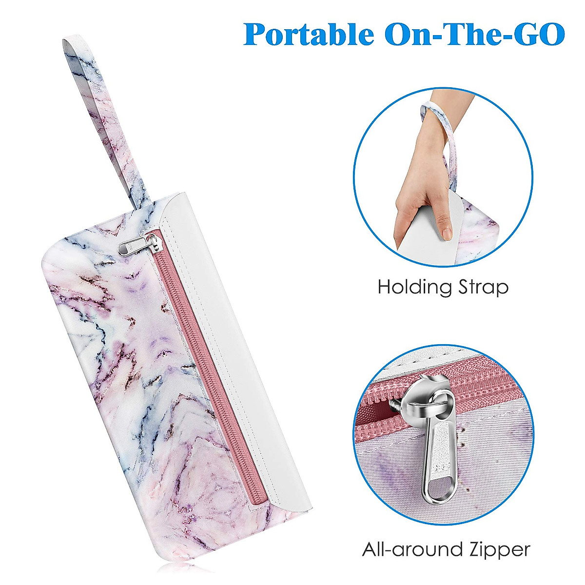 Fintie Carrying Case for Nintendo Switch Lite 2019 - Portable Travel Bag Protective Sleeve Pouch w/ Side Pocket, Game Card Slots, Holding Strap for Nintendo Switch Lite and Accessories, Marble Pink