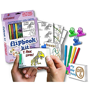 Fliptomania Bundle of 3 Flipbook Kits for Kids - Rocket & Robot, Frog and Butterfly, Dinosaurs - Save 15%