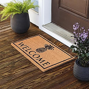 Avera Products | Classic Pineapple Welcome Mat, Natural Coir Fiber Doormat, Anti-Slip Mat Backing