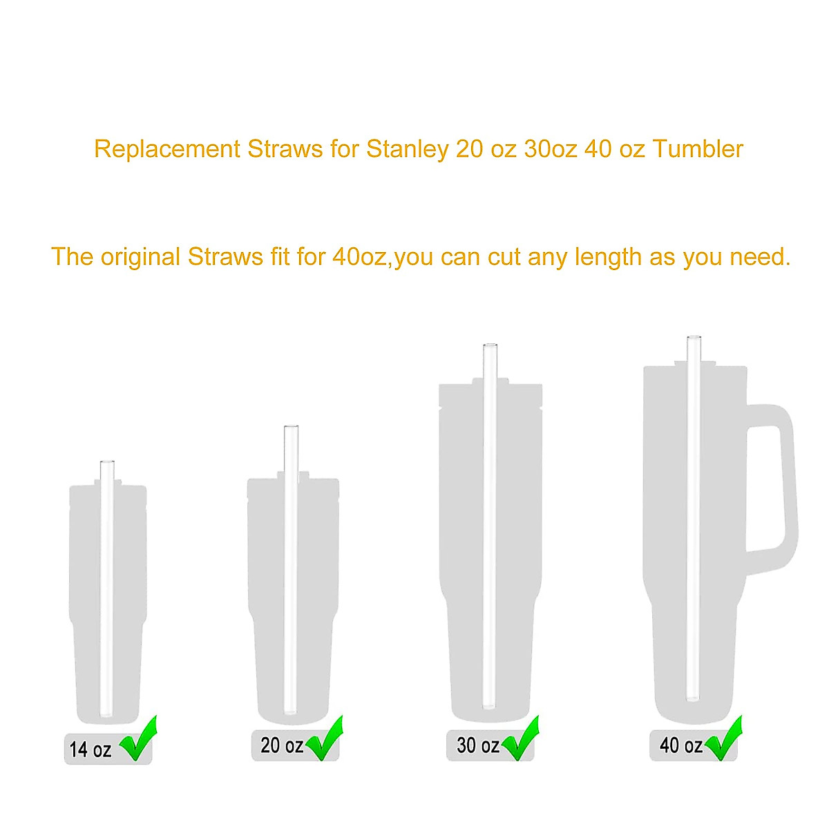 LKBBC 10 Pack Replacement Straws for Stanley Cup 40 oz Tumbler, Silicone Straws Stanley 14/20 /30/40 oz Stanley Tumblers Drinking Reusable