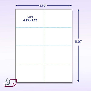 NextDayLabels - 8-1/2" x 11" Laser Printer/Ink Jet Blank Perforated Cards 8 up per Page - 4-1/4" x 2-3/4" Each Card (800 Cards - 125# Tag)