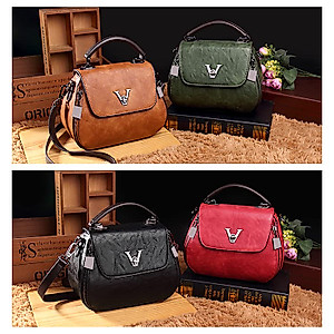 Top-Handle Bags Leather Crossbody Shoulder Bag Handbags for Women Saddle Bag Brown