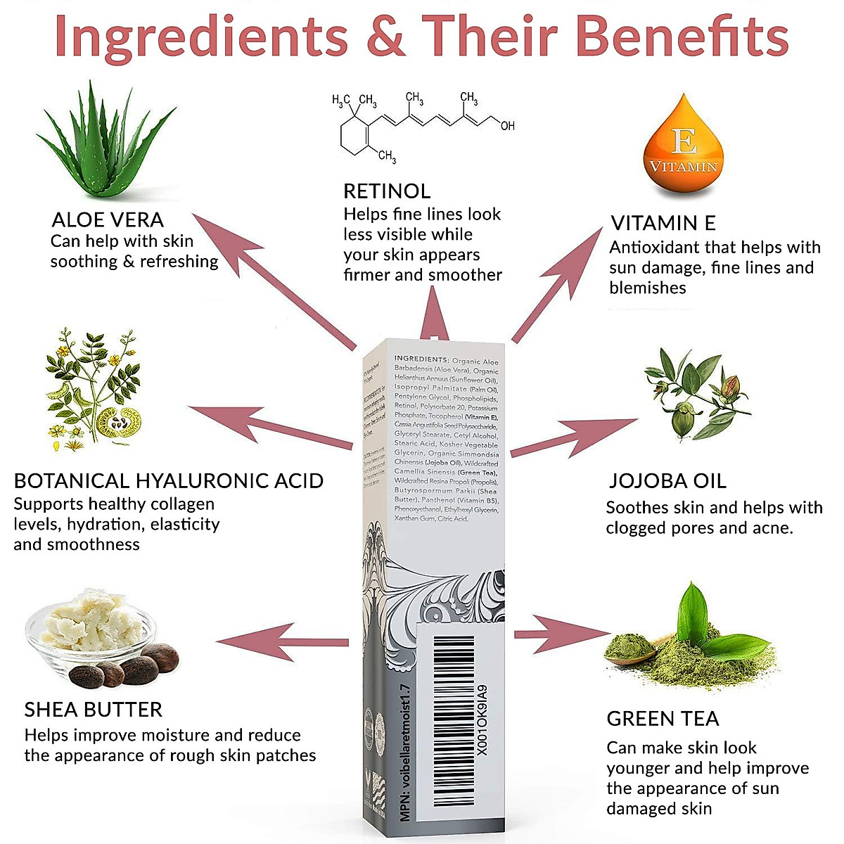 Advanced Organic Retinol Pore Refining Night Cream with Hyaluronic Acid, Anti-Aging Facial Moisturizer For Women - Anti-Wrinkle Help, Dark Spot Better Appearance and Collagen Support For Face & Neck