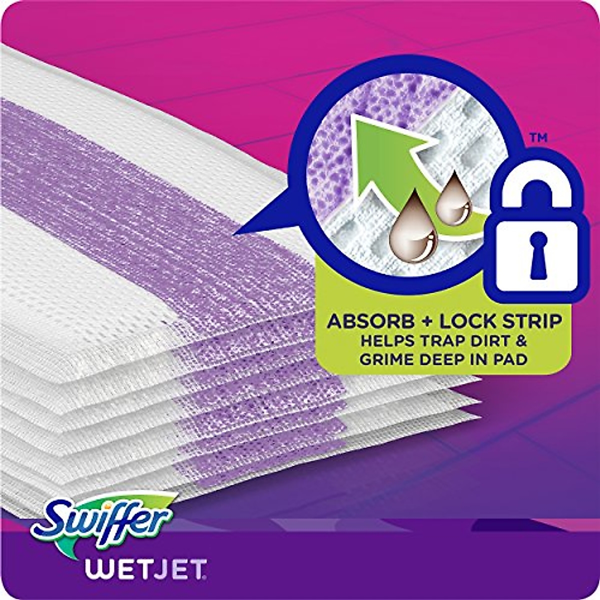 Swiffer WetJet Hardwood Floor Cleaner, Spray Mop Pad Refill, Multi Surface, 12 Count (Packaging May Vary), Pack of 8