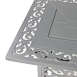 Rectangular 48 in. x 36 in. Aluminum Propane Fire Pit Table, Glass Beads, Two Covers, Lid, 57,000 BTUs in Grey Finish