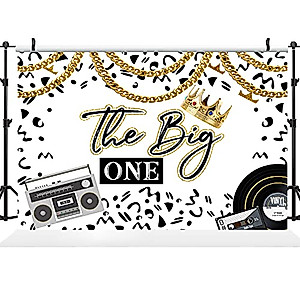 5×3ft Hip Hop Boys 1st Birthday Backdrop Our Notorious is The Big One Theme Party Banner Wall Decorations Old School Hip Hop Crown First Biggie Background Props