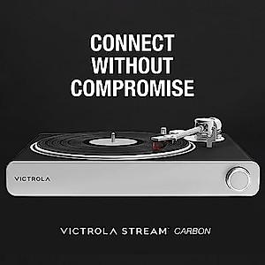 Victrola Stream Carbon Turntable - 33-1/3 & 45 RPM Vinyl Record Player, Works with Sonos Wirelessly, High Precision Cartridge, Semi-Automatic, Wi-Fi, RCA, Pre-Amp Out, Sleek & Stylish, Matte Finish