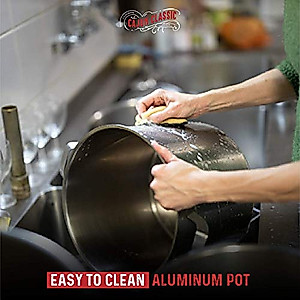 Cajun 14 Quart Stock Pot with Lid - Oven Safe Aluminum Soup Pot - Nickel-Free Large Pot with Steamer