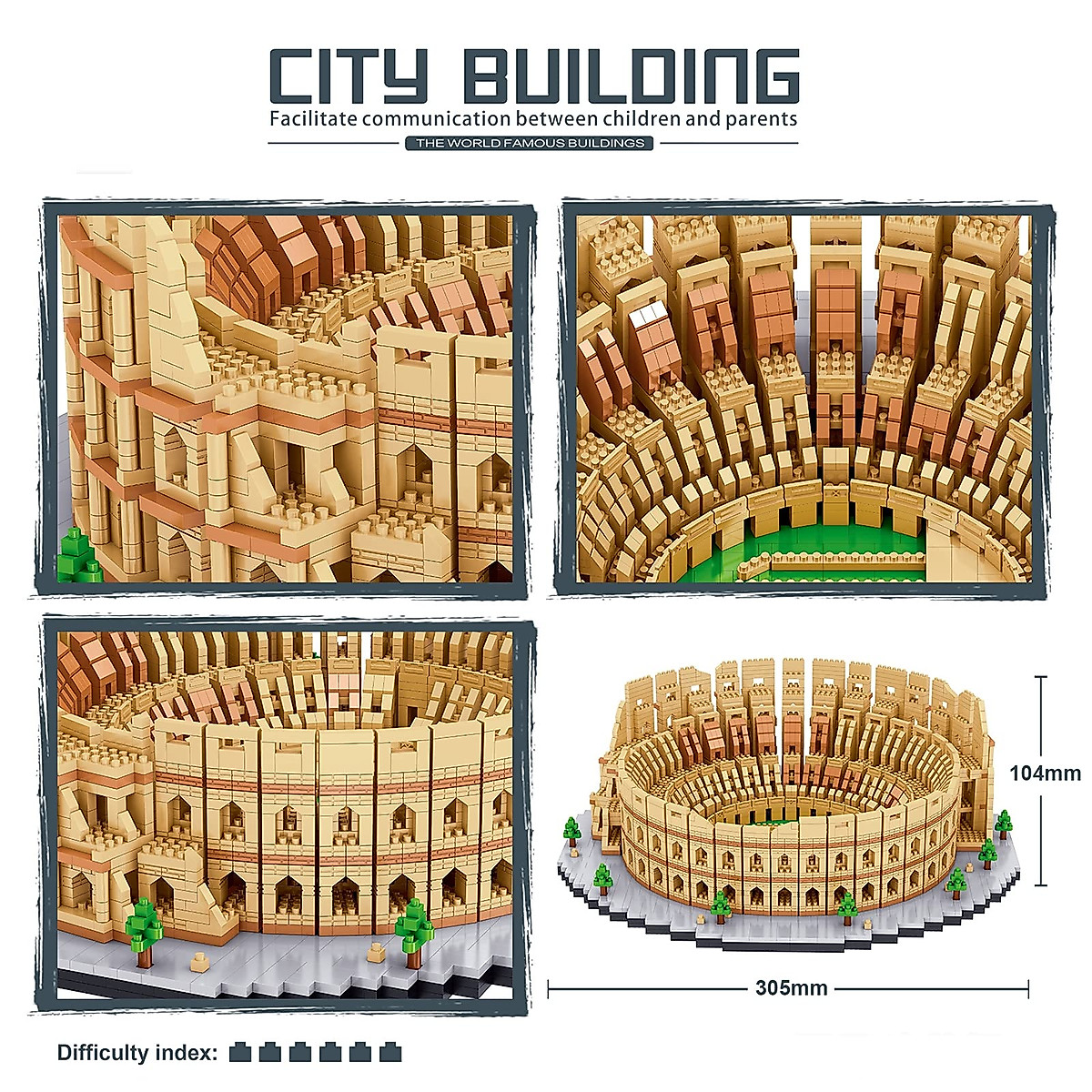 bnwent Building Blocks Toys Colosseum Model (5594 Pieces) The World's Great Architecture Series Collectible Famous Landmarks DIY Gift for Teens and Adults
