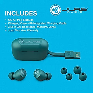 JLab Go Air Pop True Wireless Bluetooth Earbuds + Charging Case - Teal - Dual Connect - IPX4 Sweat Resistance - Bluetooth 5.1 Connection - 3 EQ Sound Settings Signature, Balanced, Bass Boost