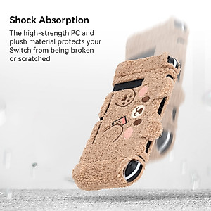 GeekShare Cute Plush Protective Case Cover Compatible with Nintendo Switch OLED Console and Joy Con - Shock-Absorption and Anti-Scratch Skin Case for OLED Switch - Plush Bear