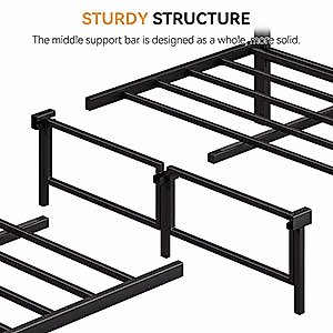 IDEALHOUSE Full Bed Frame with Headboard, Platform Bed Frame with Safe Rounded Corners & Strong Metal Slats Support, Mattress Foundation/Noise-Free/No Box Spring Needed