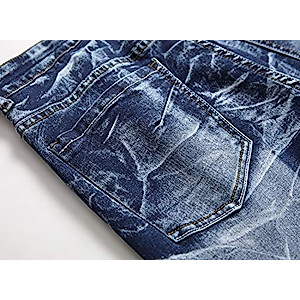 YTD Mens Distressed Ripped Biker Slim Jeans Stretched Moto Denim Pants 30 Blue 910