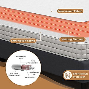 Giantex Heated Mattress Pad, Machine Washable Bed Warmer with Dual Controller, 9 Heat Setting, 9-Hour Auto Off, Overheat Protection, Fit Up to 10”, Electric Mattress Pad, White, Twin Size, 76” x 39”