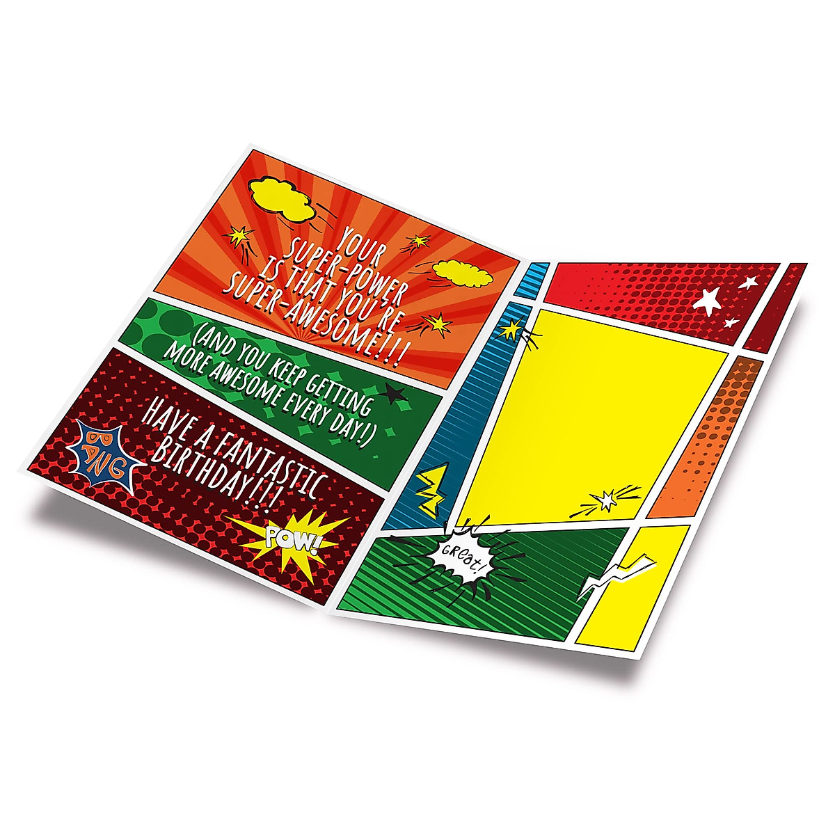 Prime Greetings Birthday Card For Grandson, Made in America, Eco-Friendly, Thick Card Stock with Premium Envelope 5in x 7.75in, Packaged in Protective Mailer (Superhero)