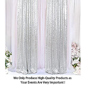 Sequin Curtains 2 Panels Silver 2FTx8FT Sequin Photo Backdrop Silver Sequin Backdrop Curtain Pack of 2-1011E