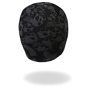 Hot Leathers KHB1036-13404 Ancient Skulls Knit Cap (Black, One Size)
