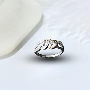 Ginger Lyne Collection Together Promise Ring for Women Double Hearts 925 Sterling Silver AAA Cubic Zirconia Engagement or Bridal Jewelry