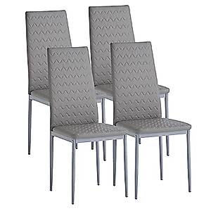 paonne Round Dining Table Set for 4, Glass Round Kitchen Table and Chairs for 4, 5-Pieces Table with Chair Set