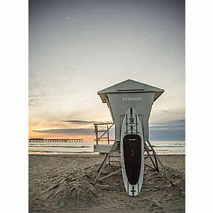 TOWER Inflatable 10’4” Stand Up Paddle Board - (6 Inches Thick) - Universal SUP Wide Stance - Premium SUP Bundle (Pump & Adjustable Paddle Included) - Non-Slip Deck (Adventurer 2-10'4")