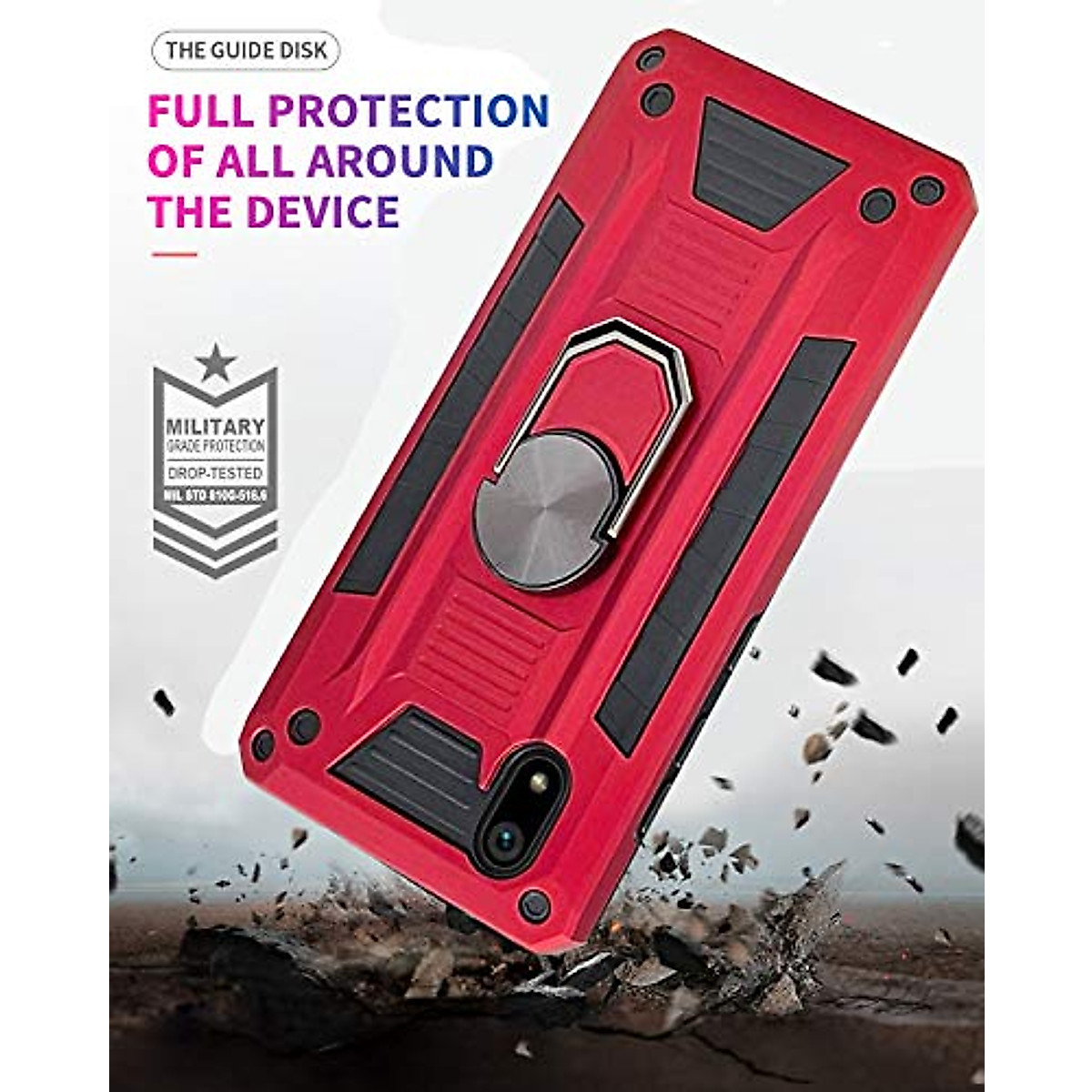 Tznzxm Case for ZTE ZMax 10 /ZTE Z6250 Case, Military Grade [Impact Resistant][Defender][Metal Ring Grip][Magnetic Car Mount] Kickstand Protective Shockproof Case for Consumer Cellular ZMax 10 Gold