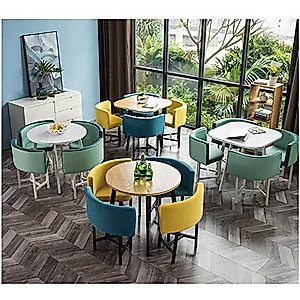 IWQHQXR Office Conference Table, Simple Leisure Table and Chair Set 4 Modern Home Kitchen Creative Living Room Display Dining Table Balcony Cafe Hotel Corridor (Color : Khaki) (Color : Yellow+Blue)