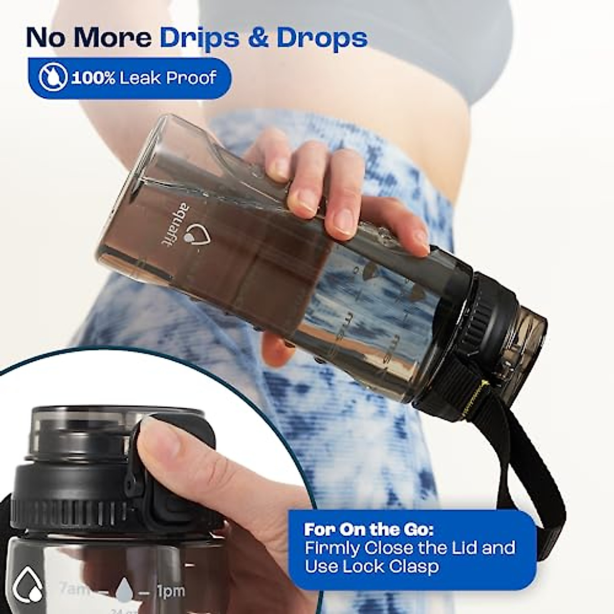 AQUAFIT 24oz Water Bottle with Straw & 2-in-1 Lid - BPA-Free, Durable, Reusable, Stylish, Motivational