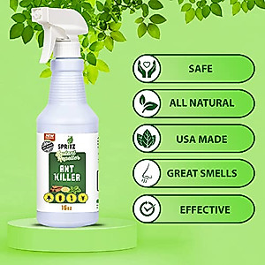 Spritz Ant Spray Indoor – Plant Based Petsafe - Non-Toxic Deterrent & Killer - USA-Made Works Instant On All Ant Types 16oz