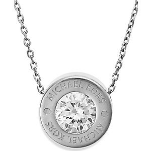 Michael Kors Stainless Steel and Pavé Crystal Pendant Necklace for Women, Color: Silver (Model: MKJ5341040)