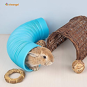 Niteangel Fun Tunnel with 3 Pack Play Balls for Guinea Pigs, Chinchillas, Rats and Dwarf Rabbits (Blue)