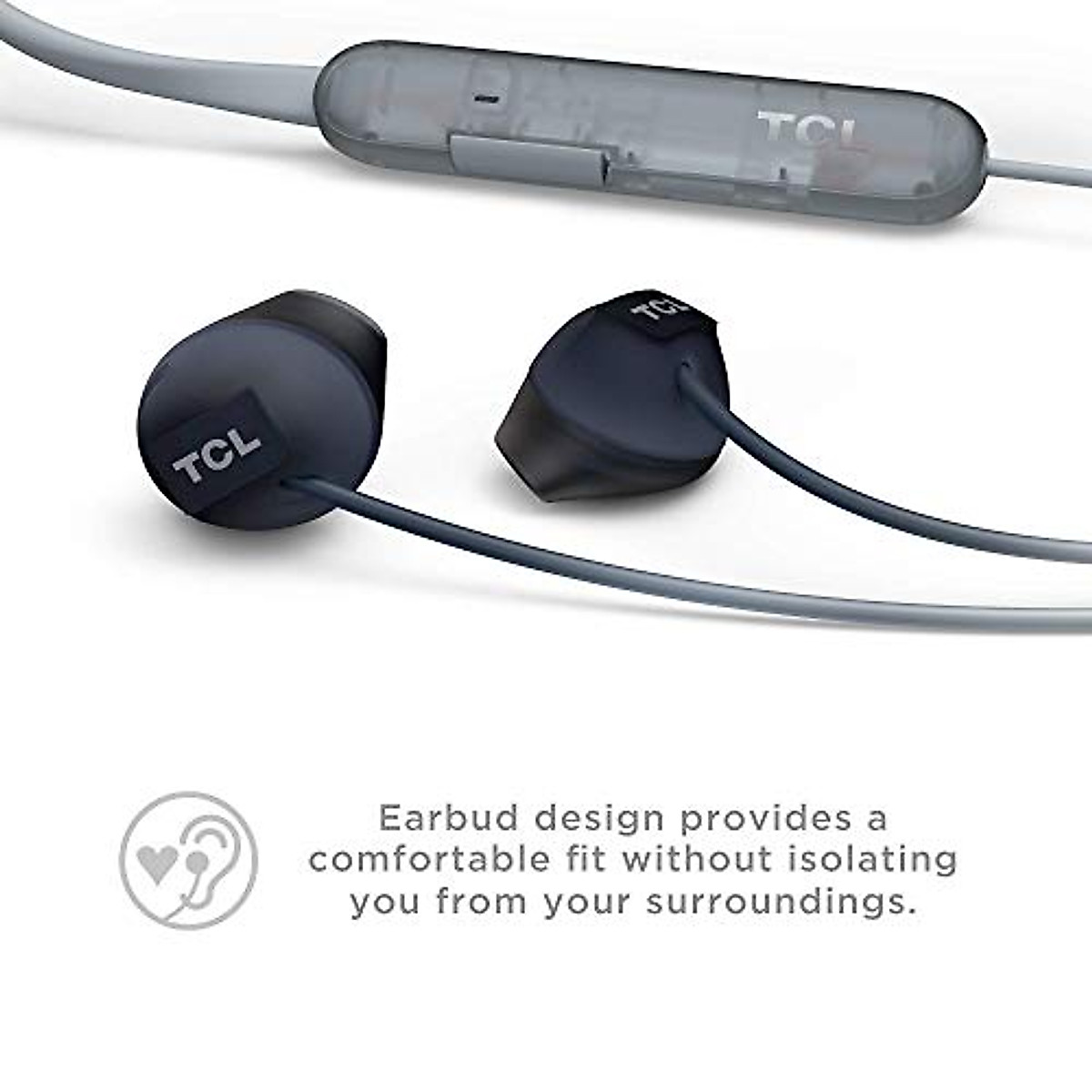 TCL SOCL200BT Wireless Earbuds Bluetooth Headphones with 12.2mm Speaker Drivers for Rich Bass and Clear Sound, Built-in Mic - Phantom Black, One Size