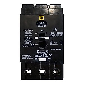 SCHNEIDER ELECTRIC 480Y/277-VOLT 125-AMP EDB34125 Miniature Circuit Breaker 480Y/277V 125A, Black