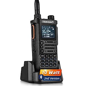 TIDRADIO Ham Radio 10Watt Handheld Dual Band Two-Way Radio TD-H8 with APP Bluethooth Wireless Programming Module with 2500mAh Battery USB Rechargeable Large Color Screen(2nd Generation Improved)