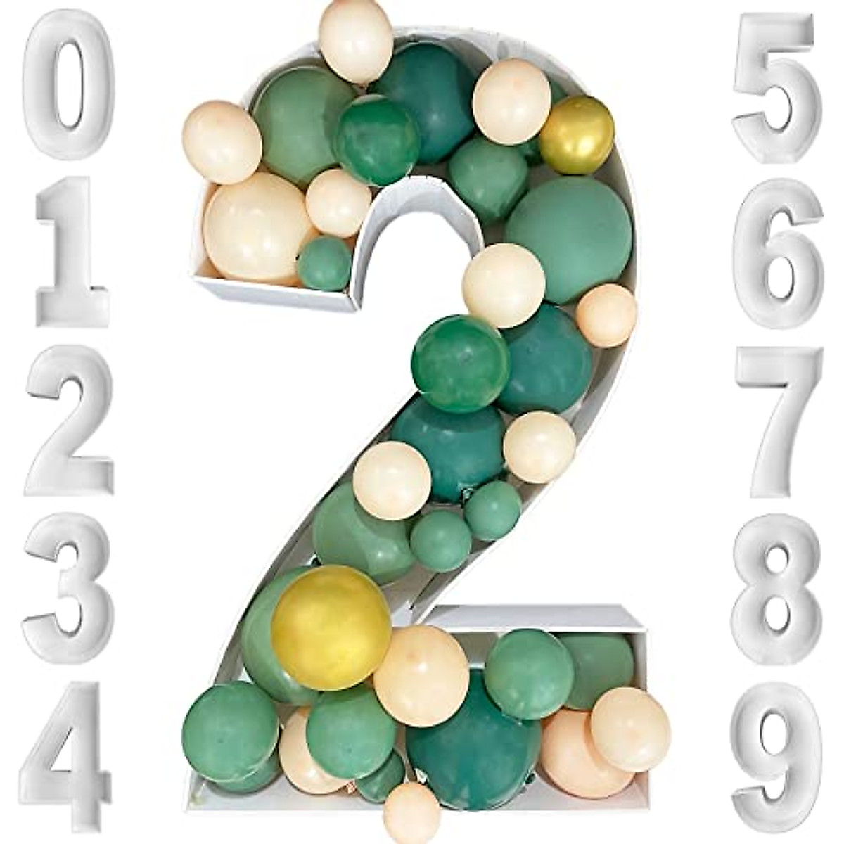Mosaic Numbers for Balloons 3.3 Ft Pre-Cut Number 2 Balloon Frame Large Cardboard Marquee Numbers for 2nd Birthday Party Decorations Balloon Number Frame 2