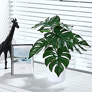Kazeila Fake Monstera Plant Artificial Tropical Split Leaf Plant Faux Desk Plant for Indoor Decoration Perfect Housewarming Gift