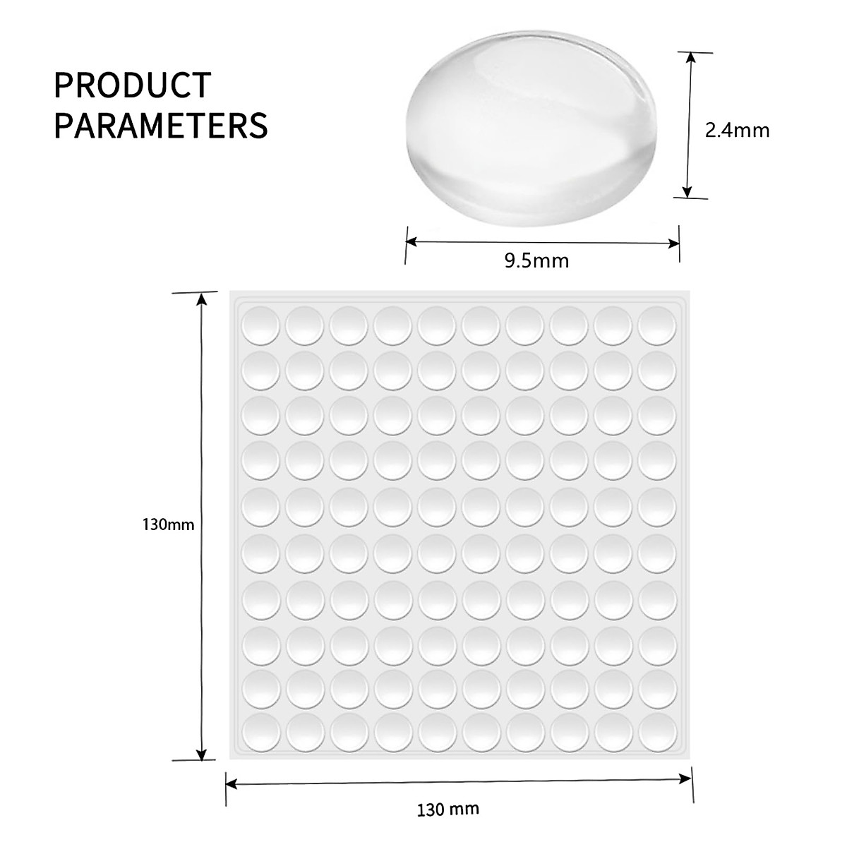 Fu Store Rubber Bumpers Clear Self Adhesive Bumper Noise Dampening Buffer Pads 100PCS 3/8 Inch Protection for Cabinet Door Drawer Wooden Floor-Hemispherical