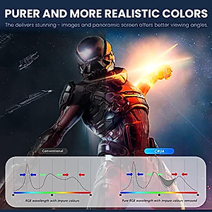 CRUA 27" Curved Gaming Monitor, QHD(2560x1440P) 144Hz/165Hz 99% sRGB Professional Computer Monitors, Support AMD FreeSync, Wall Mountable Installs(HDMI, DP)-Black
