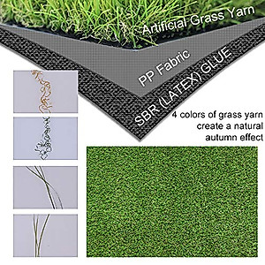 Griclner 35mm Artificial Turf Lawn Fake Grass, 1.38" Pile Height Realistic Synthetic Grass, 3FTX4FT,Drainage Holes Indoor Outdoor Pet Faux Grass Astro Rug Carpet for Garden Backyard Patio Balcony
